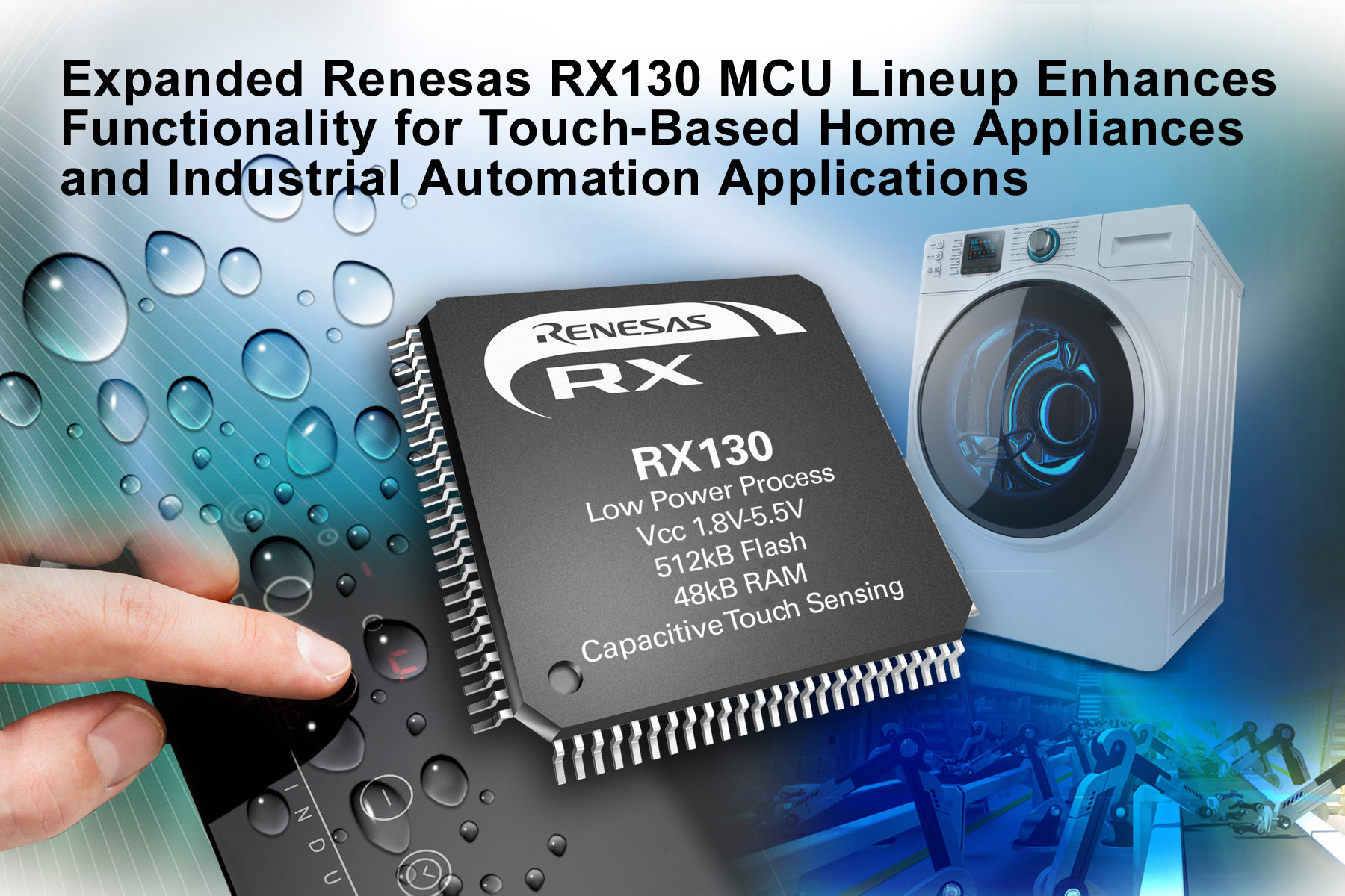 Renesas Electronics Expands RX130 MCU Lineup to Enhance Functionality for Touch-Based Home ...