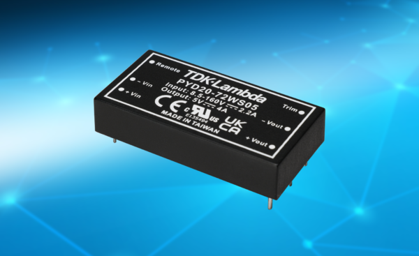 Rugged 20W 2” x 1” DC-DC converters have an 18:1 ultra-wide input for industrial and rail ...